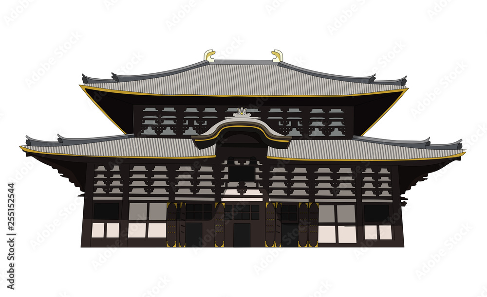 Todaiji Temple isolated vector illustration. High detailed Japan icon ...