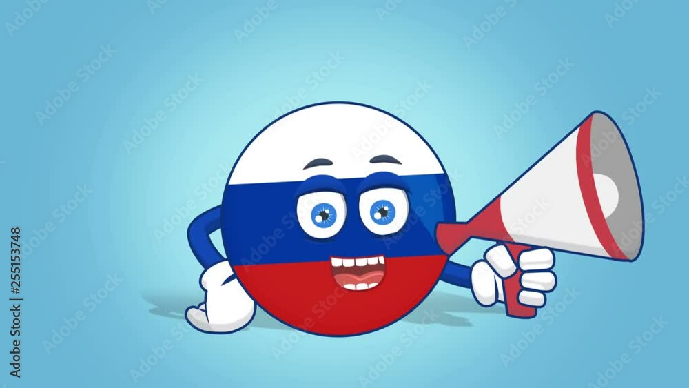 Cartoon Icon Flag Russia Speaker Megaphone with Face Animation with ...