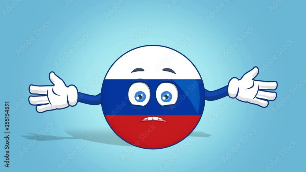 Cartoon Icon Flag Russia do not know with Face Animation with Alpha ...