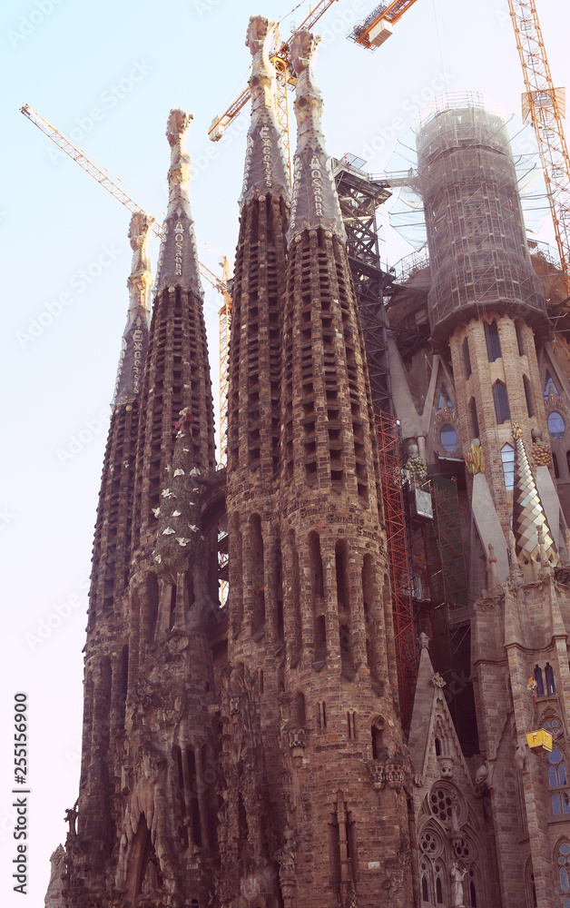 Famous architectural masterpiece, Cathedral of La Sagrada Familia ...