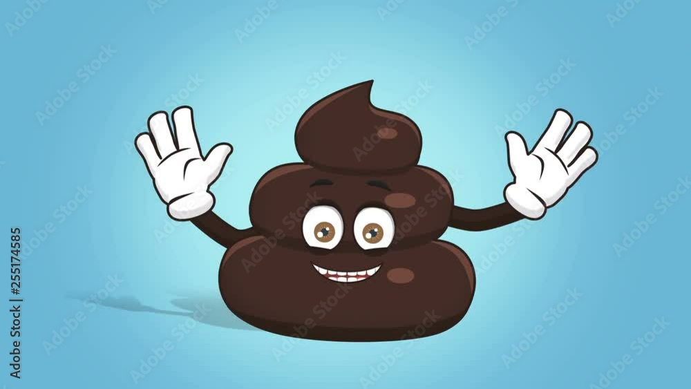Cartoon Funny Brown Poop Turd Happy Rejoice with Face Animation Alpha ...