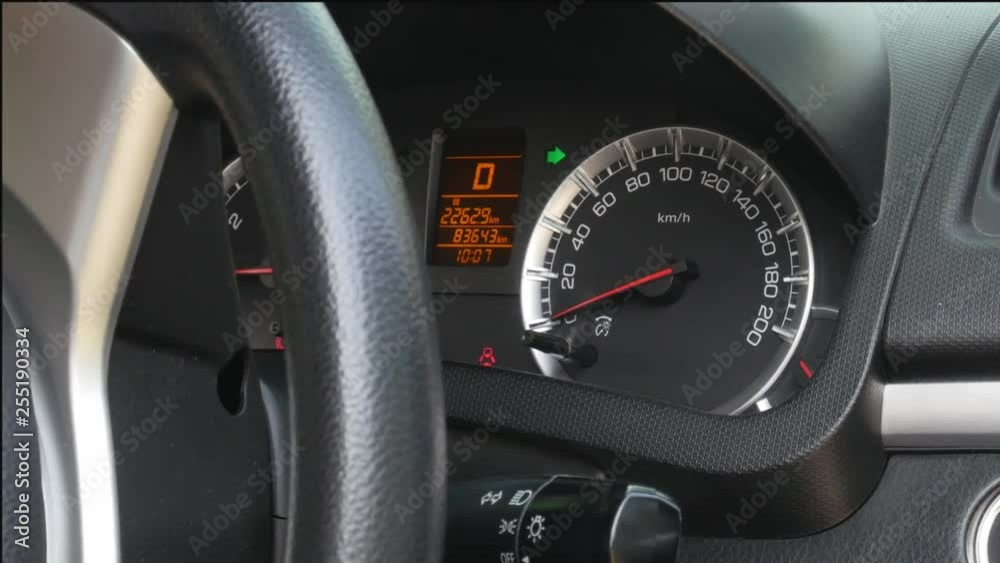 Footage of blinking turning right signal indication light on dashboard ...