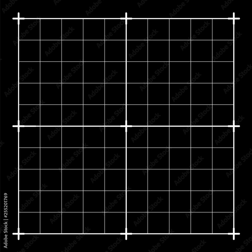 Measured grid. Graph plotting grid. Corner ruler with measurement ...