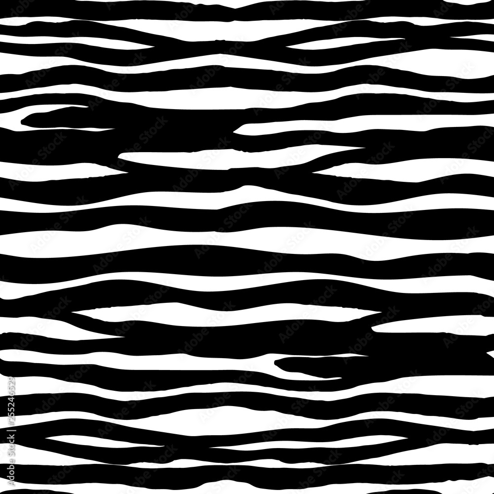 Seamless pattern with zebra lines texture. Black and white. Vector ...