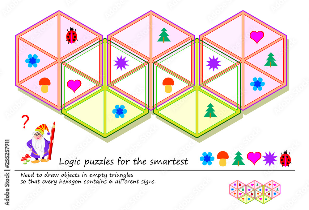 Logic puzzle game for the smartest. Need to draw objects in empty ...