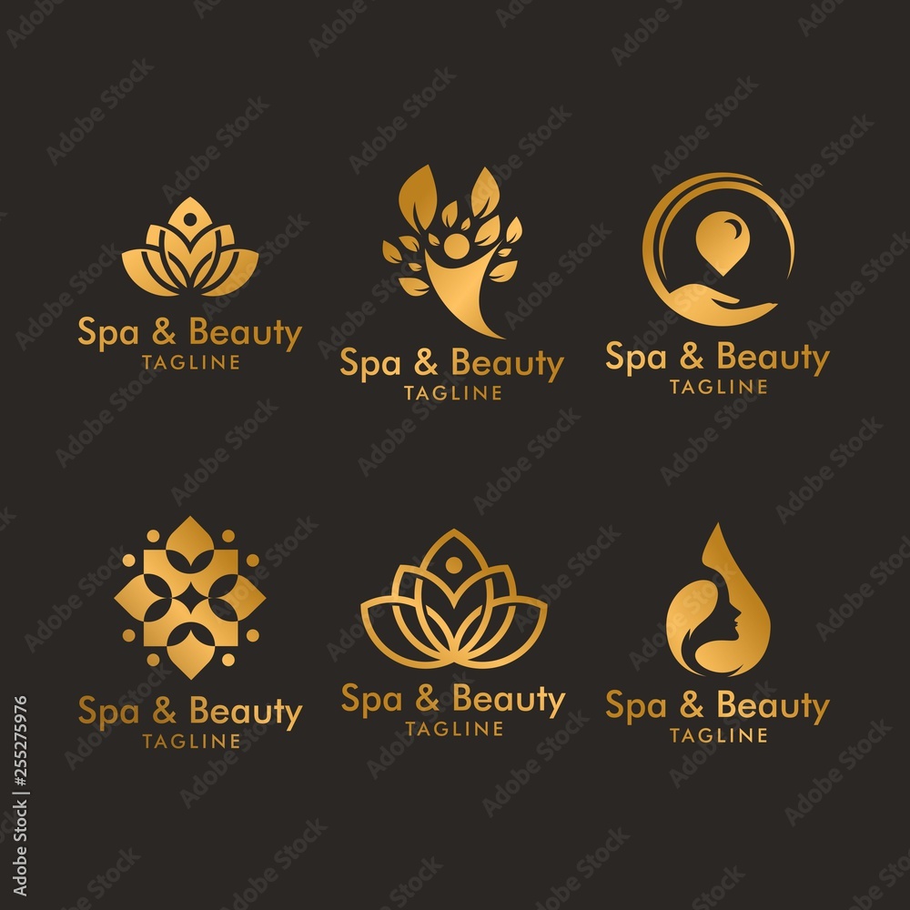 luxury lotus flower spa logo design inspiration Stock Vector | Adobe Stock