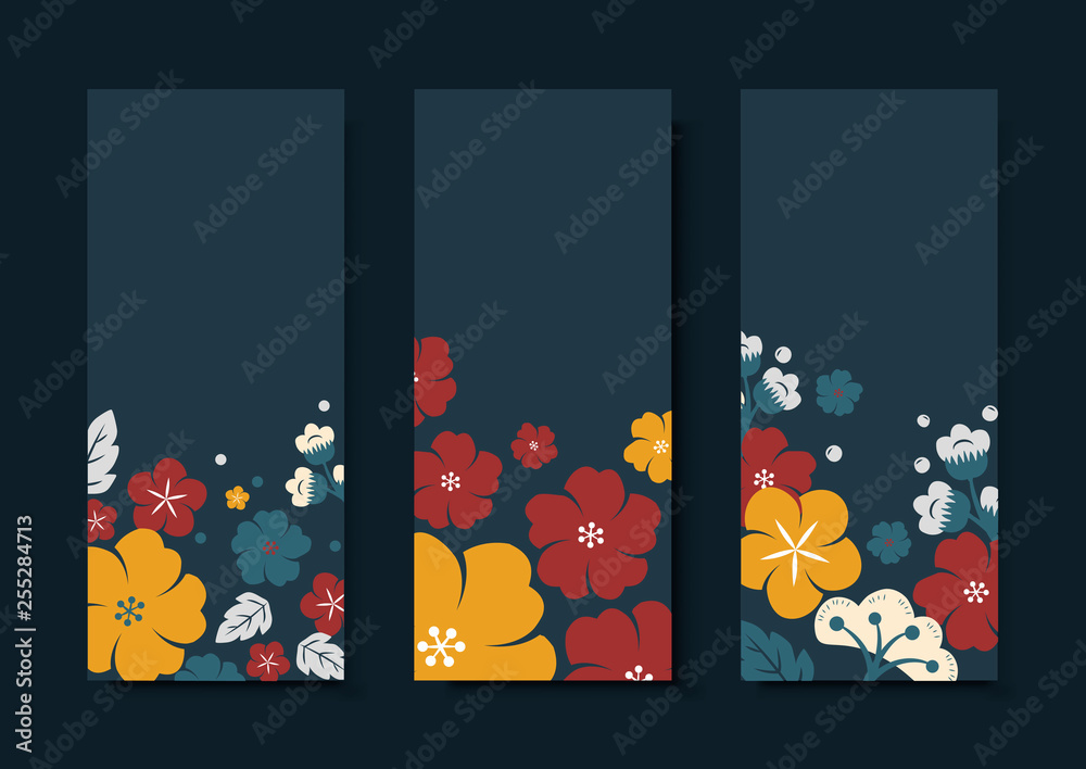 Colorful flower card template set Stock Vector | Adobe Stock