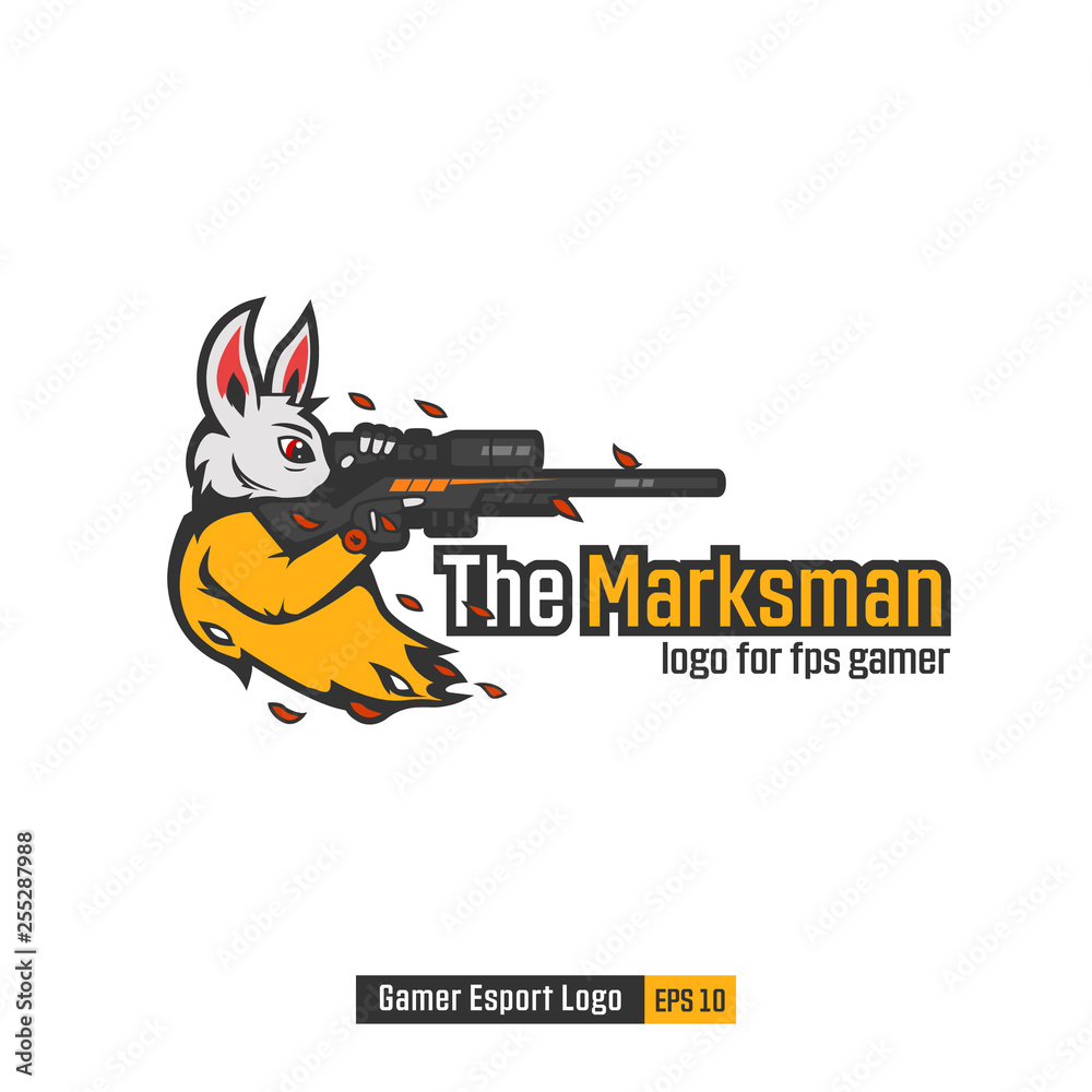 White Rabbit assasins special agent the marksman sniper logo mascot for ...