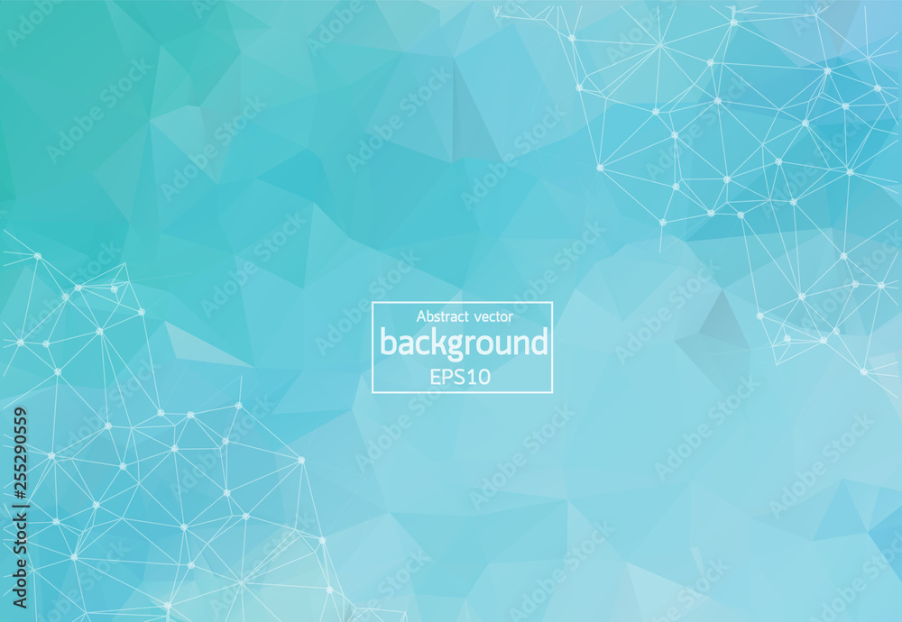 Abstract low poly Blue White technology vector background. Connection structure. Vector data ...