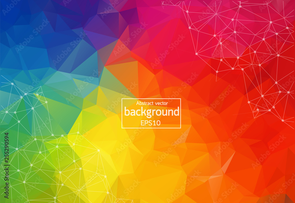 Abstract low poly colorful technology vector background. Connection ...