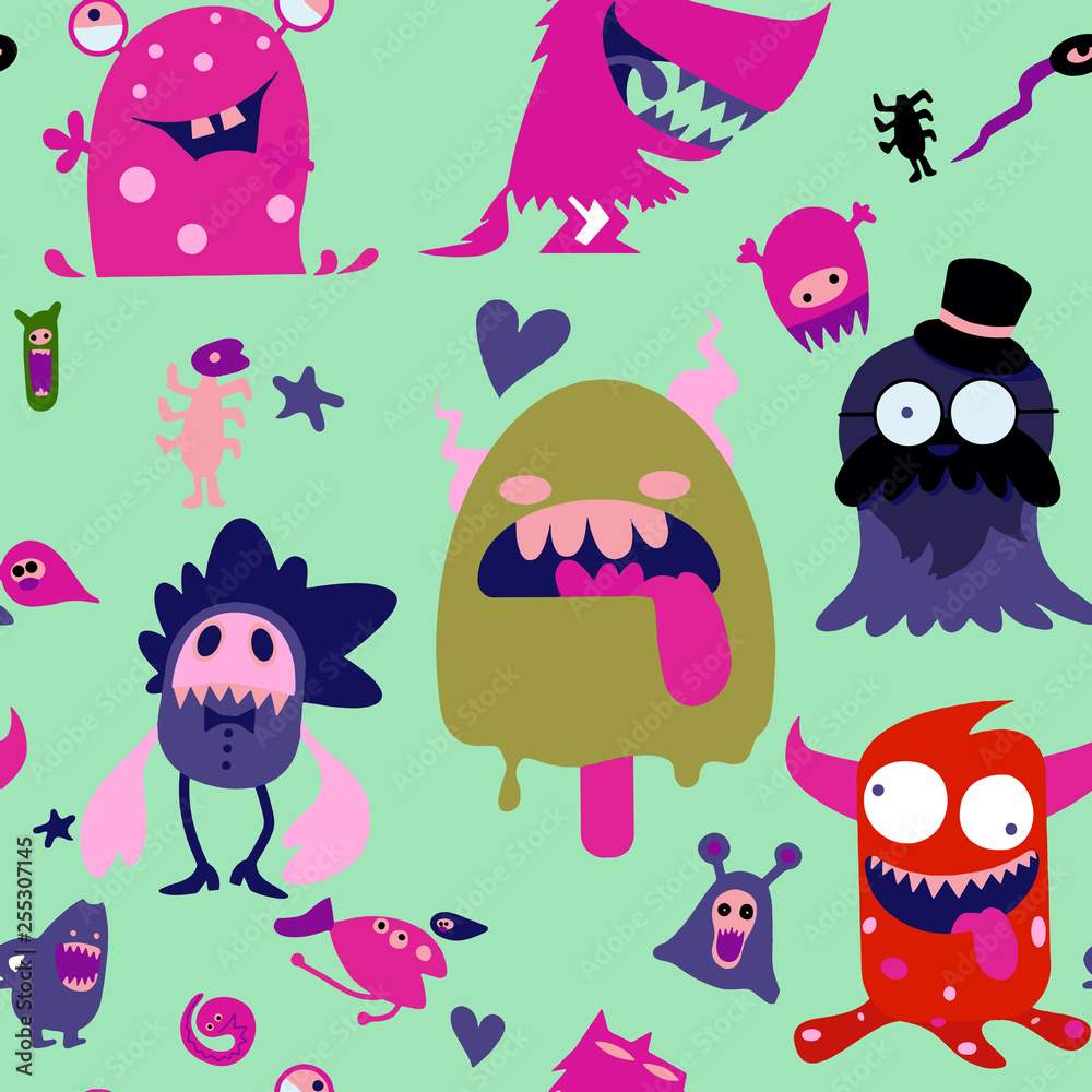 Cartoon Monsters collection. Vector set of cartoon monsters isolated ...