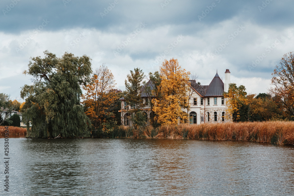 Landscape nature view of beautiful Erupean gothic looking house castle ...