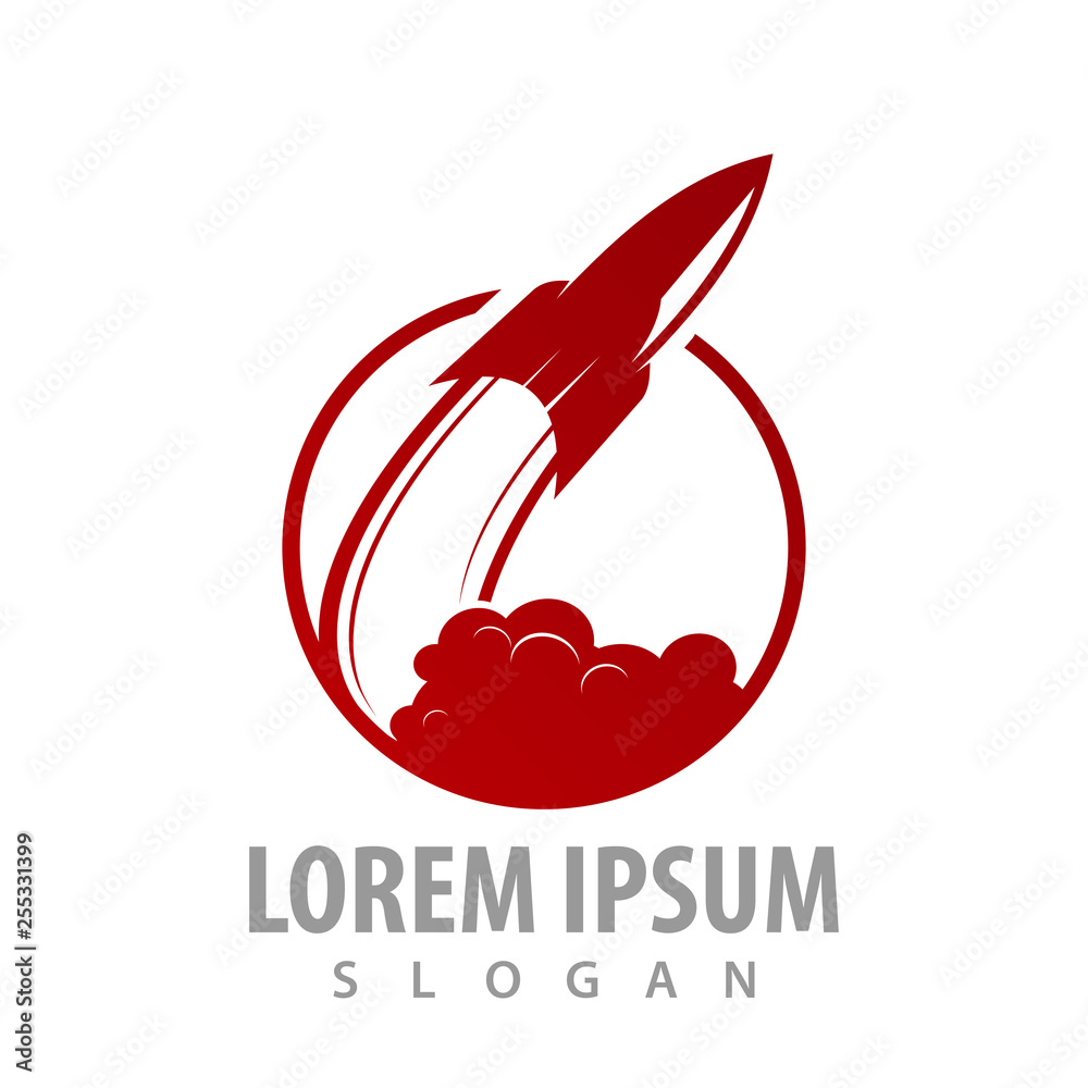 Space red rocket launch concept design. Symbol graphic template element ...