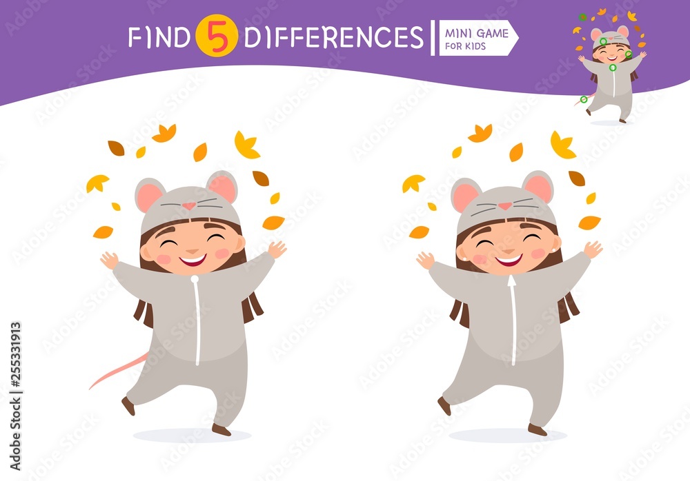 Find differences. Educational game for children. Cartoon vector ...