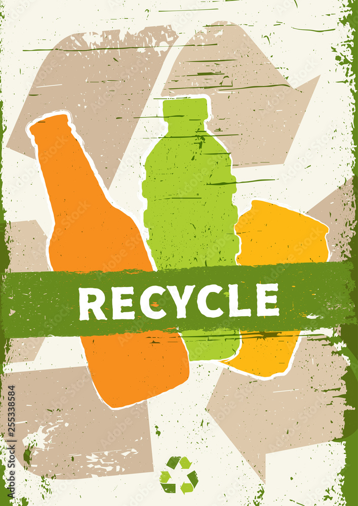 Plastic and glass recycling vector illustration. Creative graphic ...