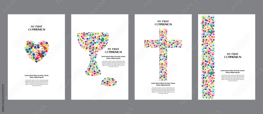 Poster Classic, universal kids hand prints rainbow religious template ...