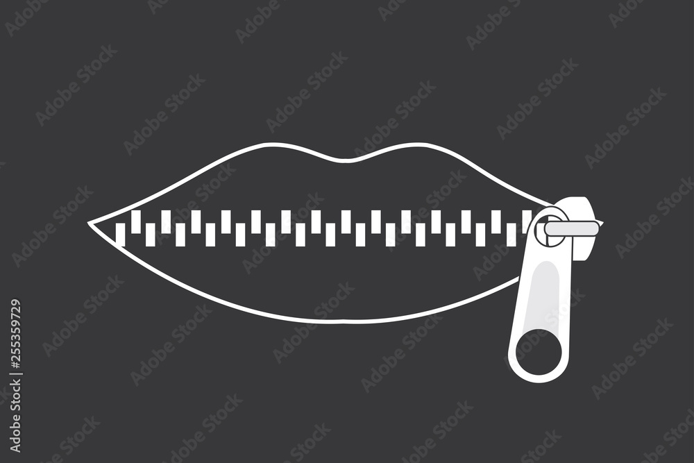 Shut mouth concept.Lips zipped. Stock Vector | Adobe Stock