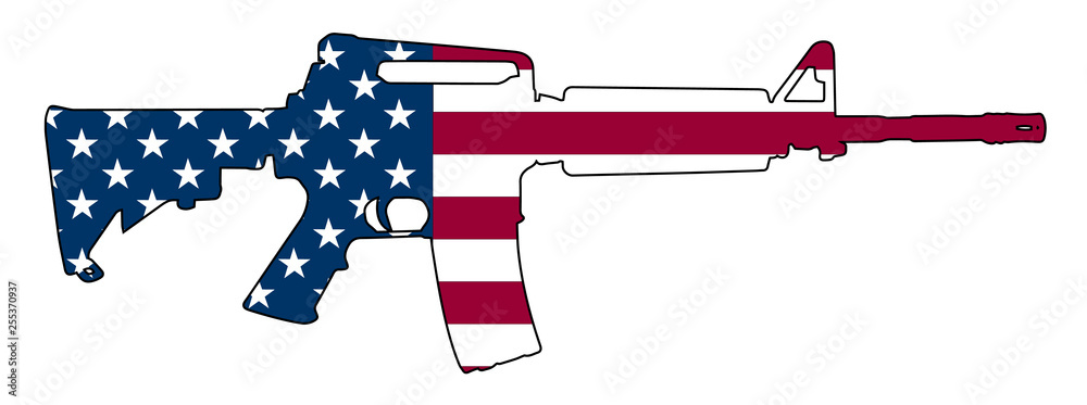 American Flag Gun Semi-Automatic Rifle Isolated Vector Illustration ...