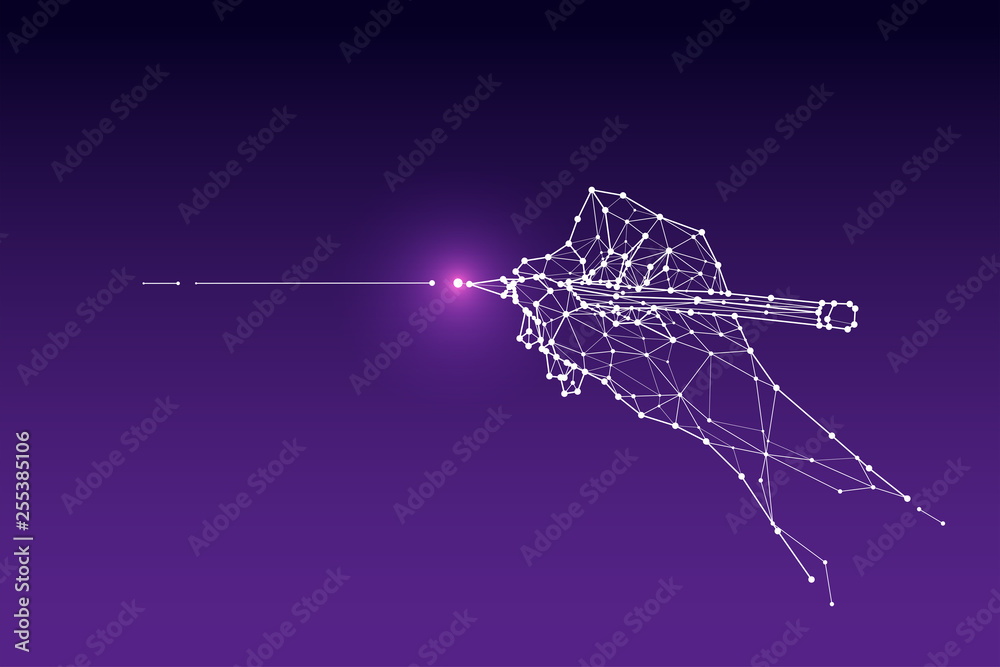 The particles, geometric art, line and dot of Hand drawing line. Stock ...