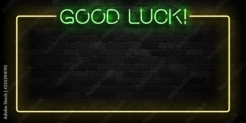 Vecteur Stock Vector realistic isolated neon sign of Good Luck frame ...