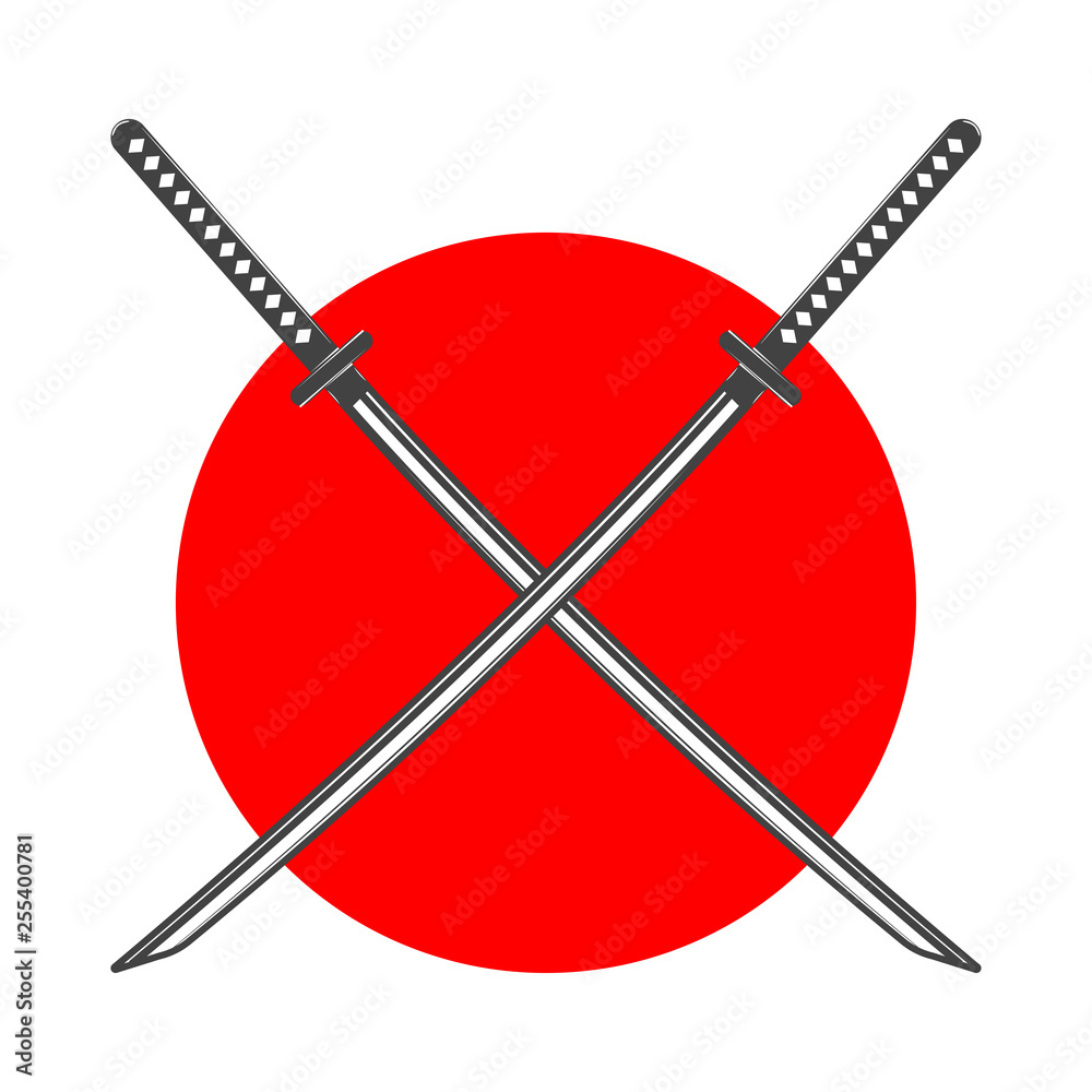 Vintage katana sword isolated on white background. Traditional japanese ...