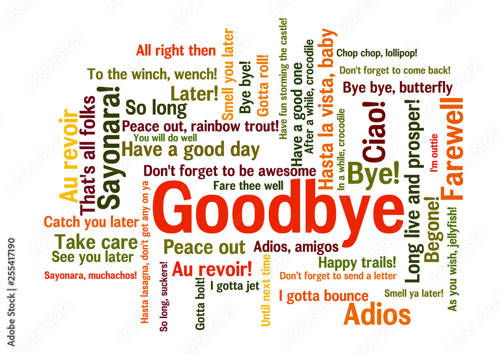 Goodbye Word Tag Cloud, how to say farewell Stock Vector | Adobe Stock
