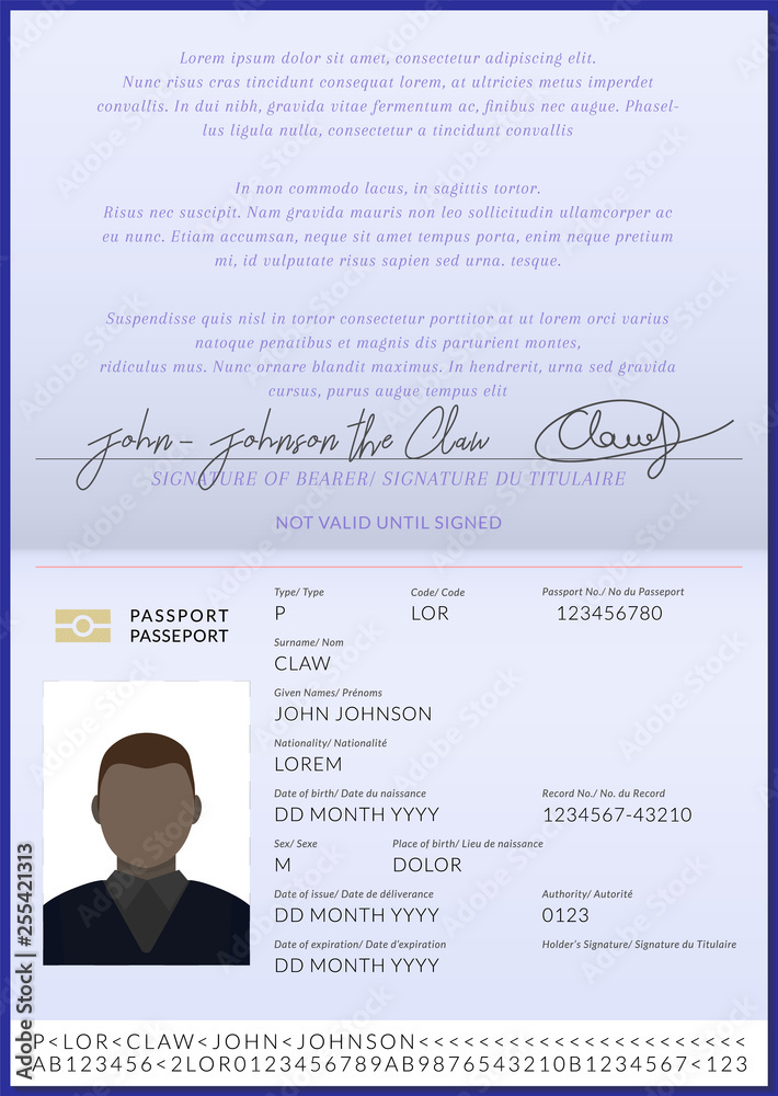 Sample American Passport