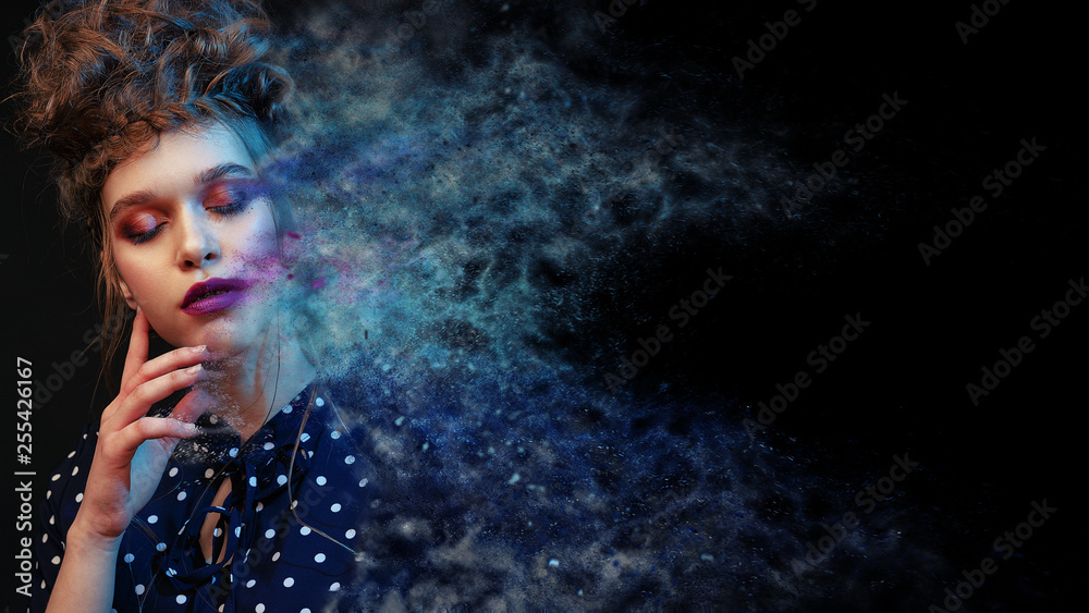 Portrait Girl With Makeup. Beautiful Woman Make up Concept Art Creative ...