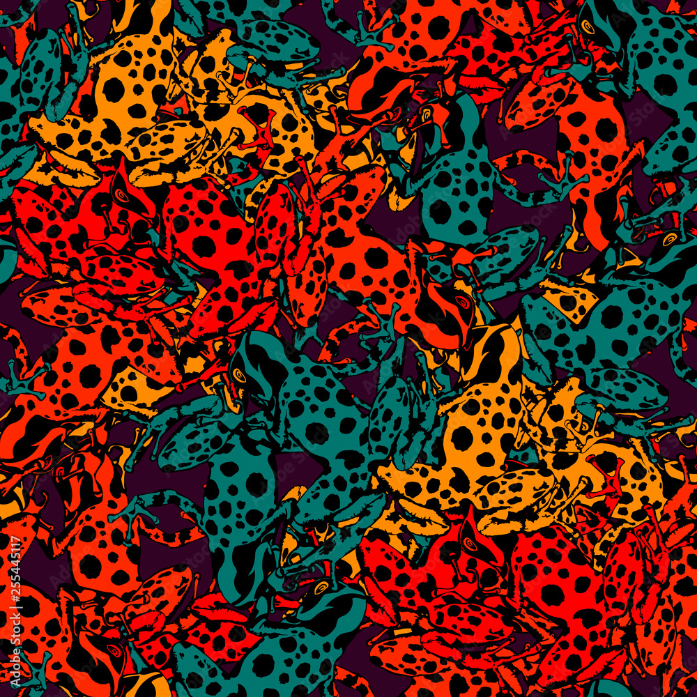 Poison-dart frogs Dendrobates . Vector study of colors and patterns ...