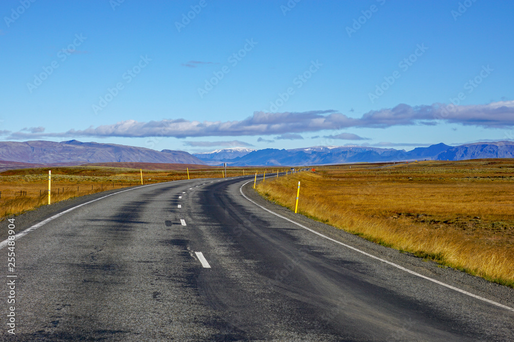 Iceland ring road tours. The beautiful natural landscape with sky and ...