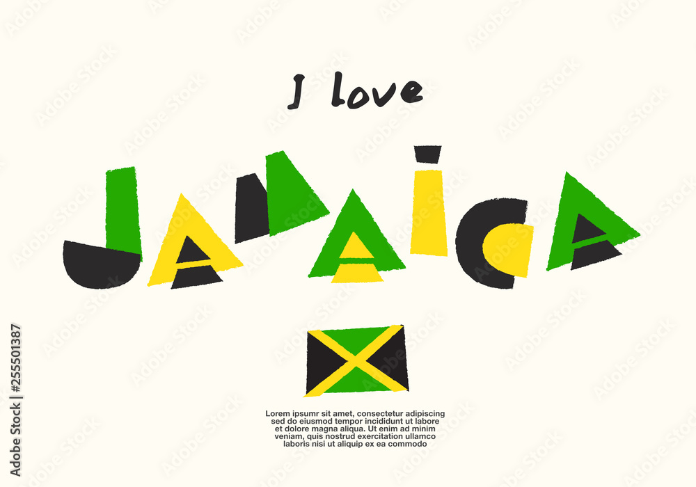 Jamaica : World Flag with fun geometrical alphabets : Vector ...
