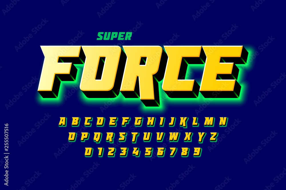 Poster Comics style font design, super force, alphabet letters and ...