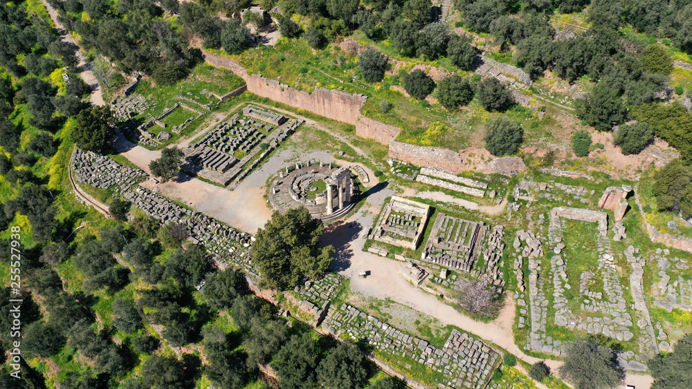 Aerial drone photo of iconic Temple of Apollo in archaeological site of ...