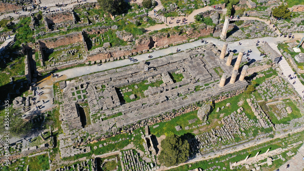Aerial drone photo of iconic Temple of Apollo in archaeological site of ...