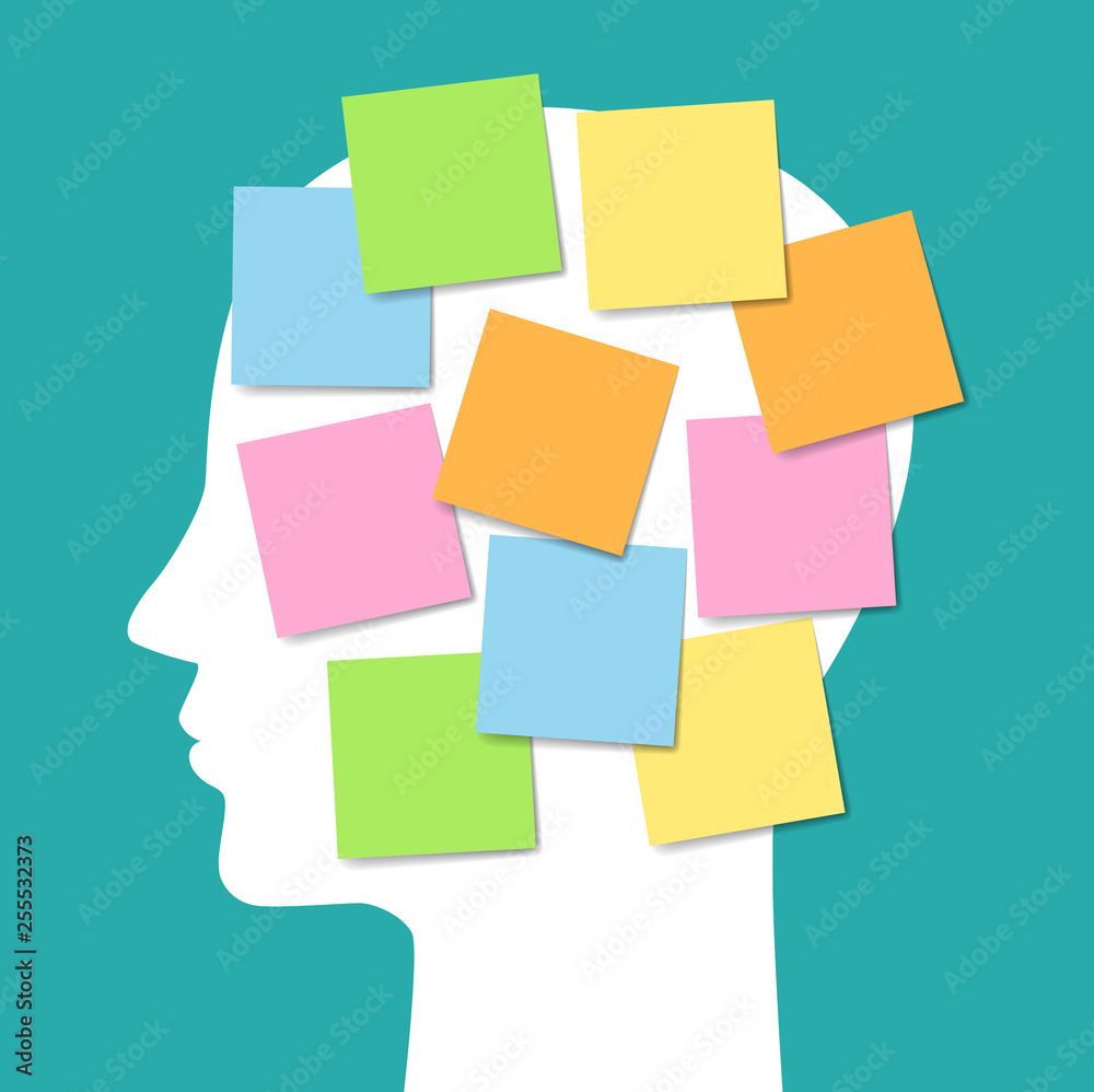 Human face and sticky notes Stock Vector | Adobe Stock