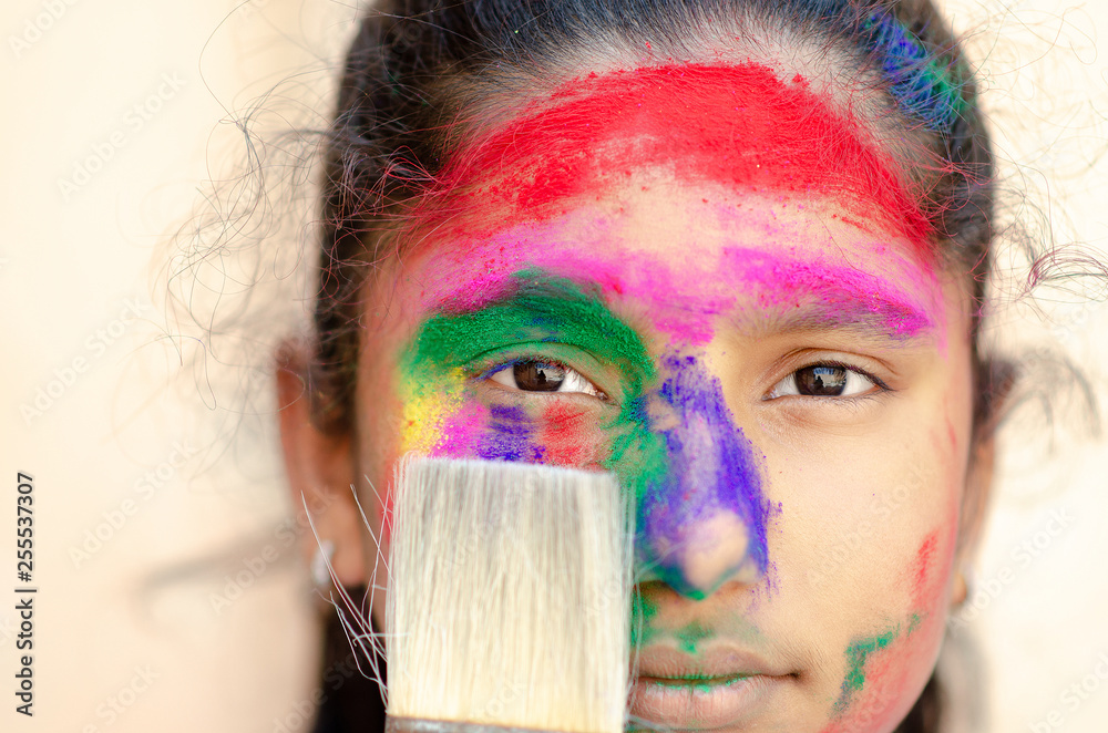 Fashion Model Girl colorful face paint. Beauty fashion art portrait of ...