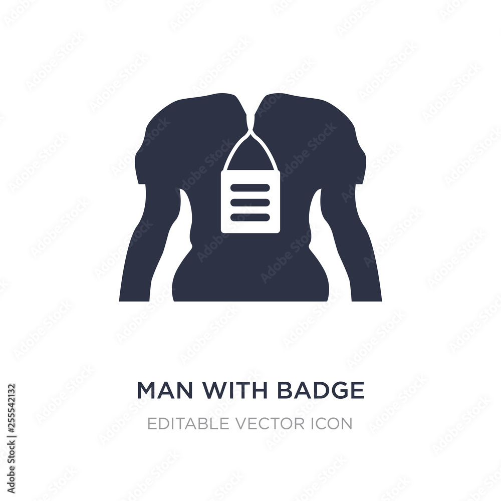 man with badge on his cheast icon on white background. Simple element ...