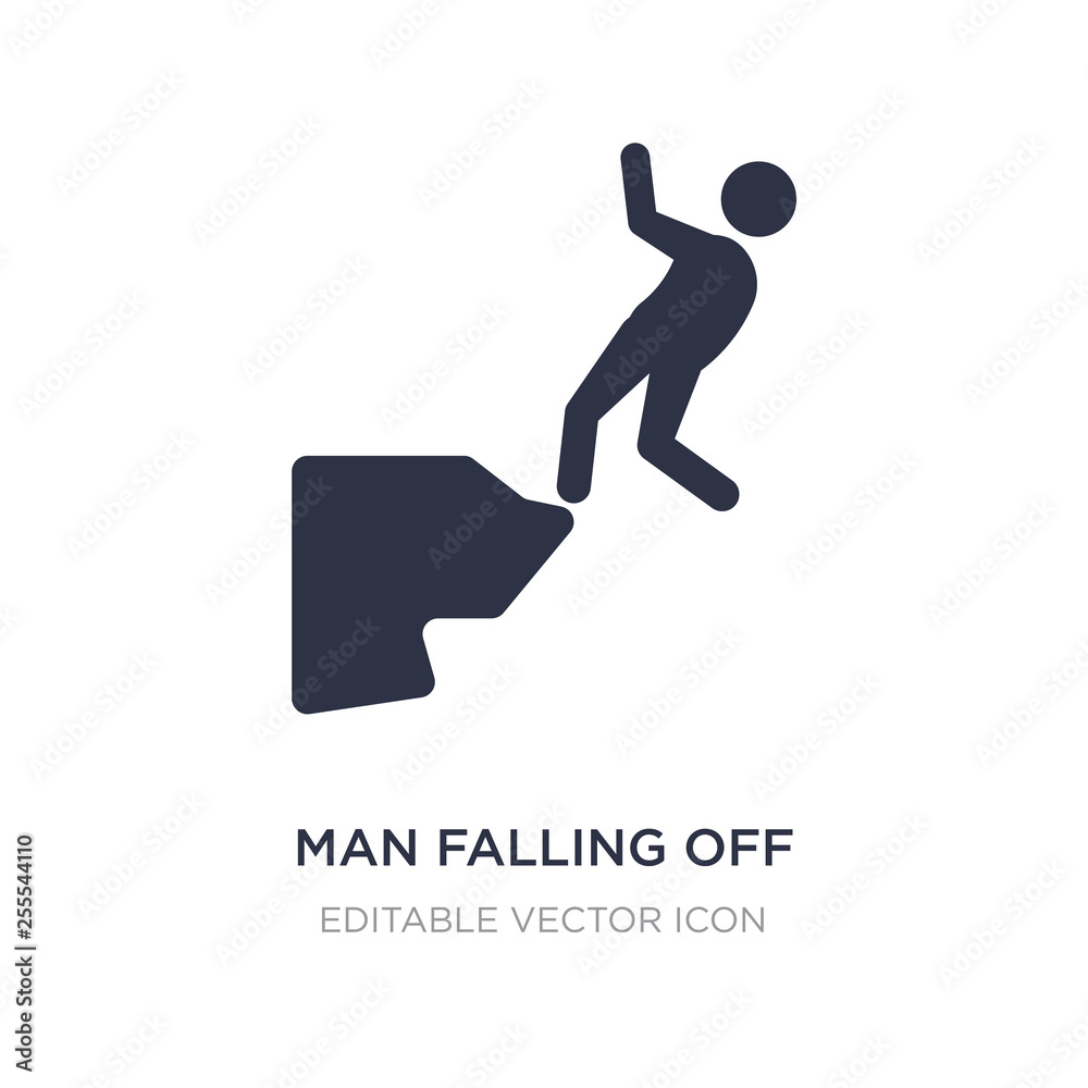 man falling off a precipice icon on white background. Simple element ...