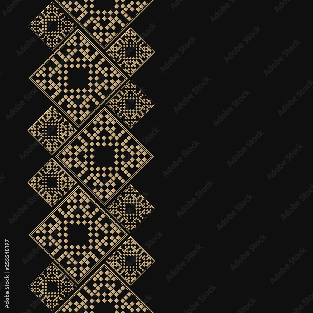 Golden frame in latvian style. Seamless tiled border for design. Baltic background. Luxury card ...