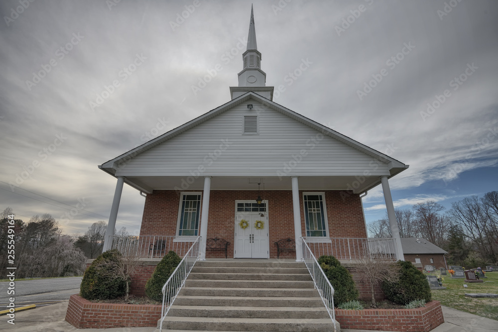 "Pointing to the Stars" old brick church with colonial columns ...