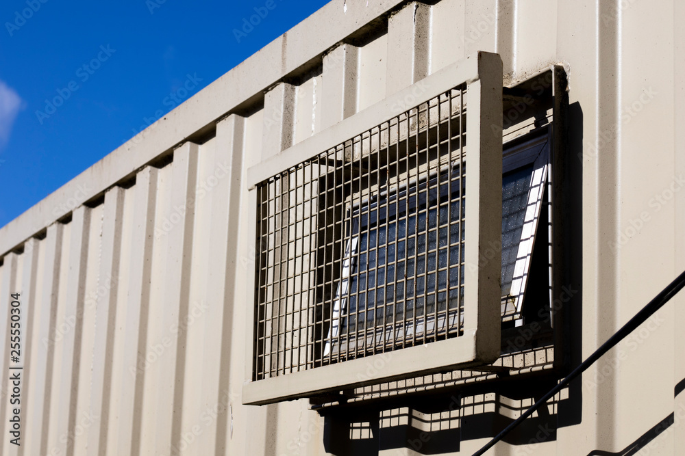 Window security wire mesh frame fixed externally to building wall to ...