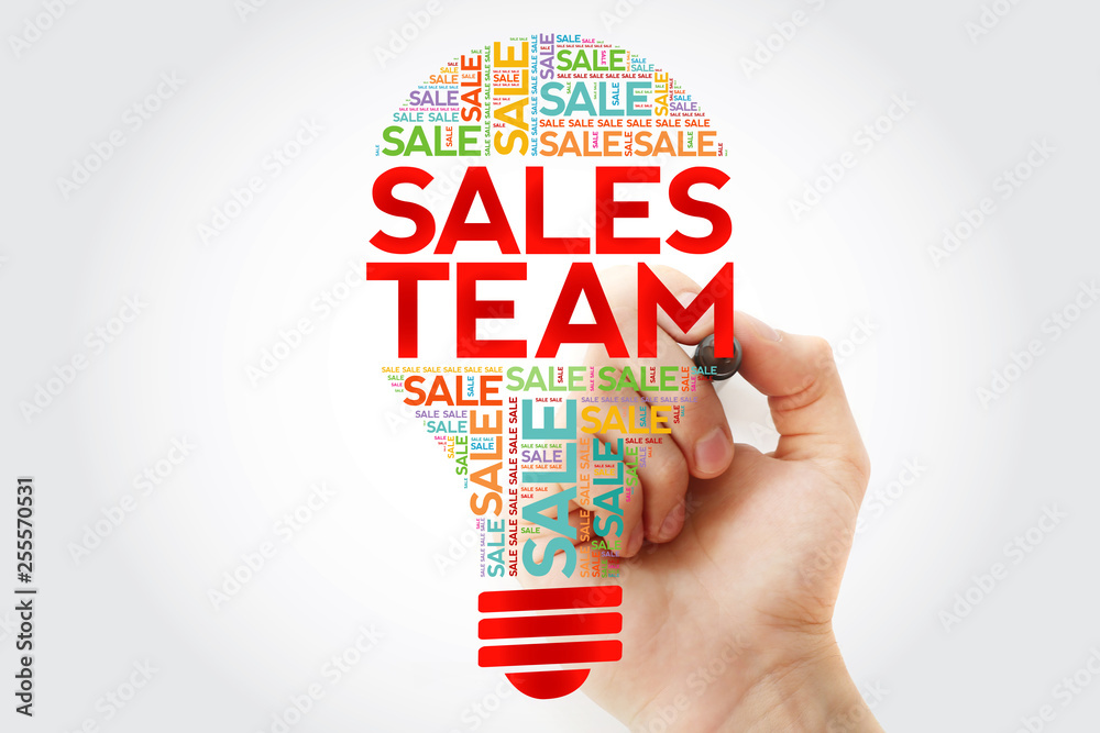 Sales Team bulb word cloud with marker, business concept background ...