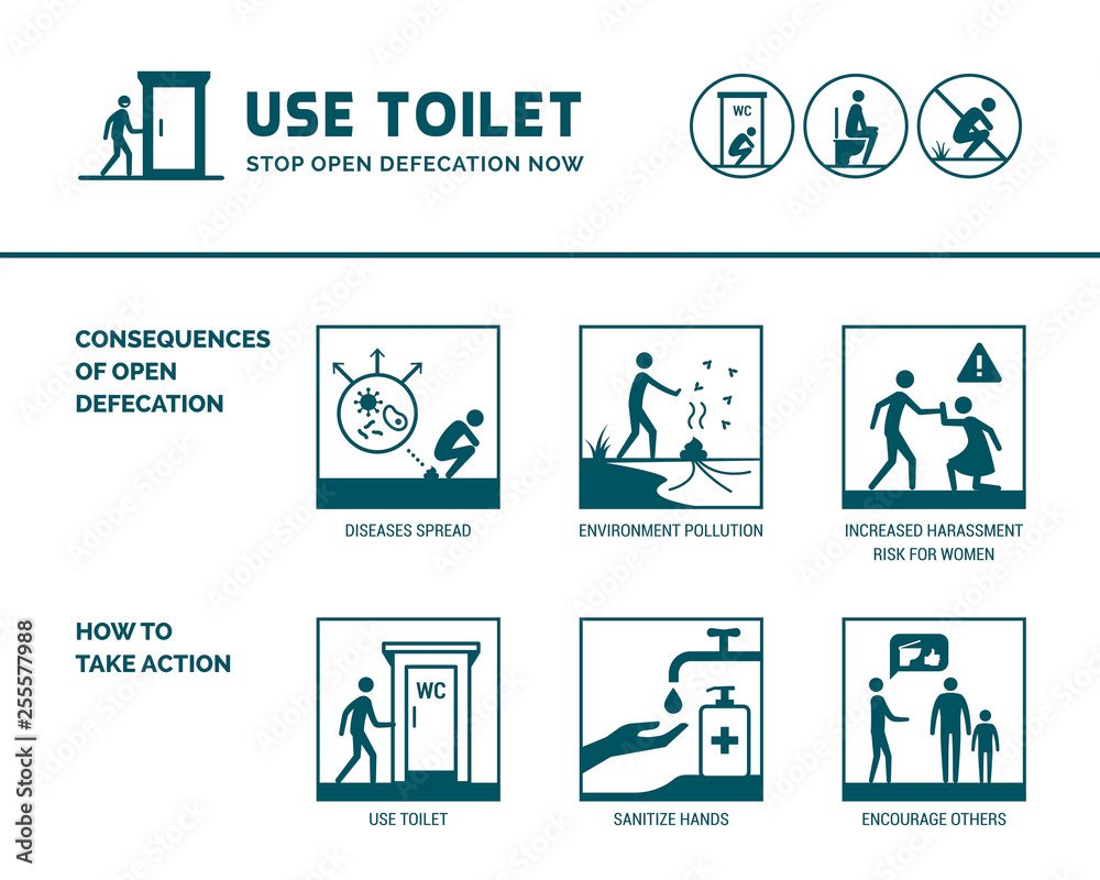 Stop open defecation healthcare infographic Stock Vector | Adobe Stock