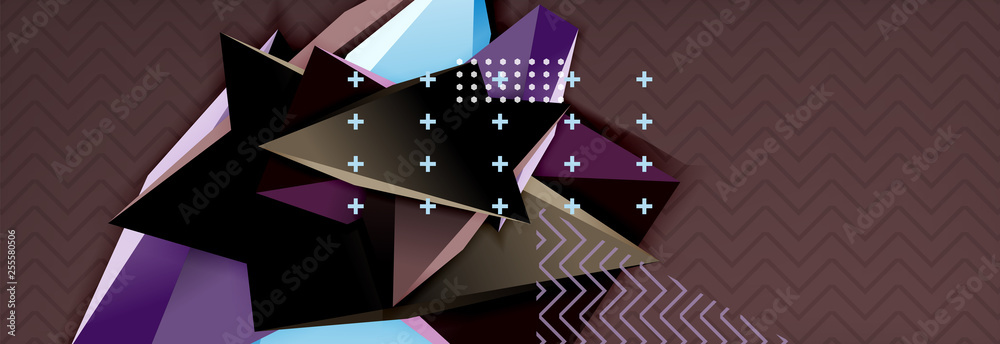 3d triangular shapes geometric background. Origami style pattern with ...