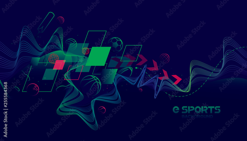 Vector esports with futuristic technology background design. Stock ...