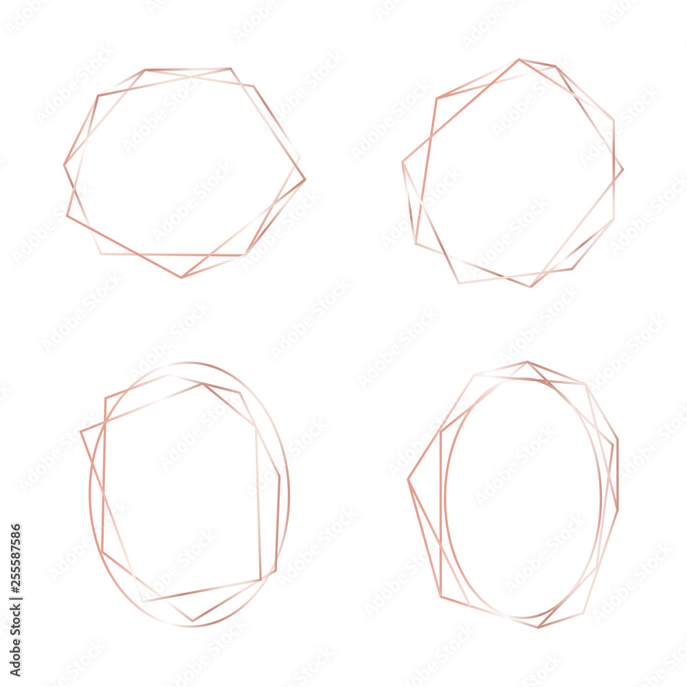 Geometric set rose gold frames. Logo background for beauty and fashion ...