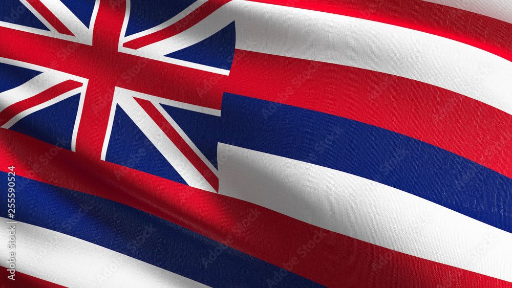Hawaii state flag in The United States of America, USA, blowing in the ...