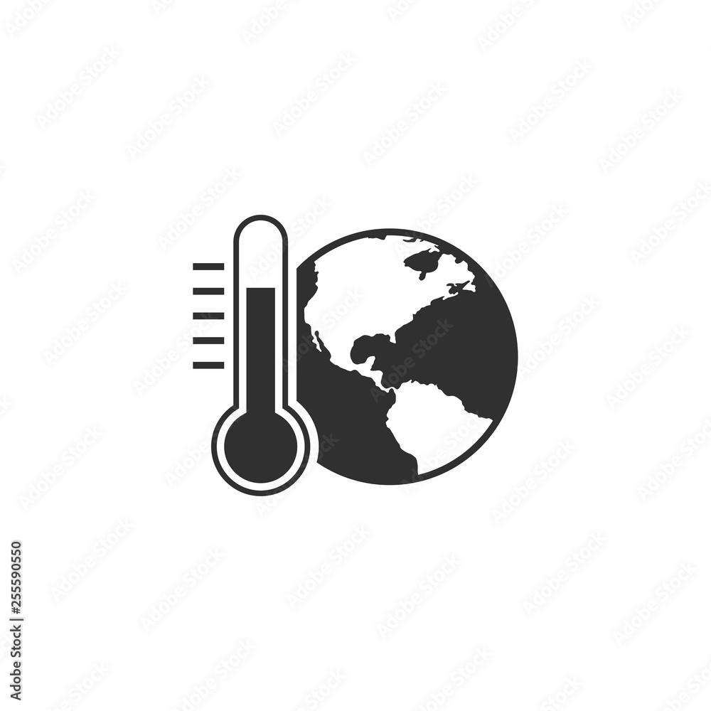 Earth with thermometer icon in simple design. Vector illustration Stock ...