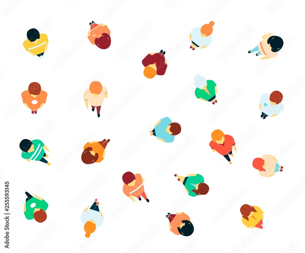 Vector people in crowd top view icon set Stock Vector | Adobe Stock