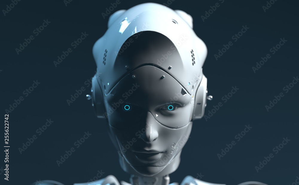 robot woman, sci-fi woman animation of the digital world of the future ...